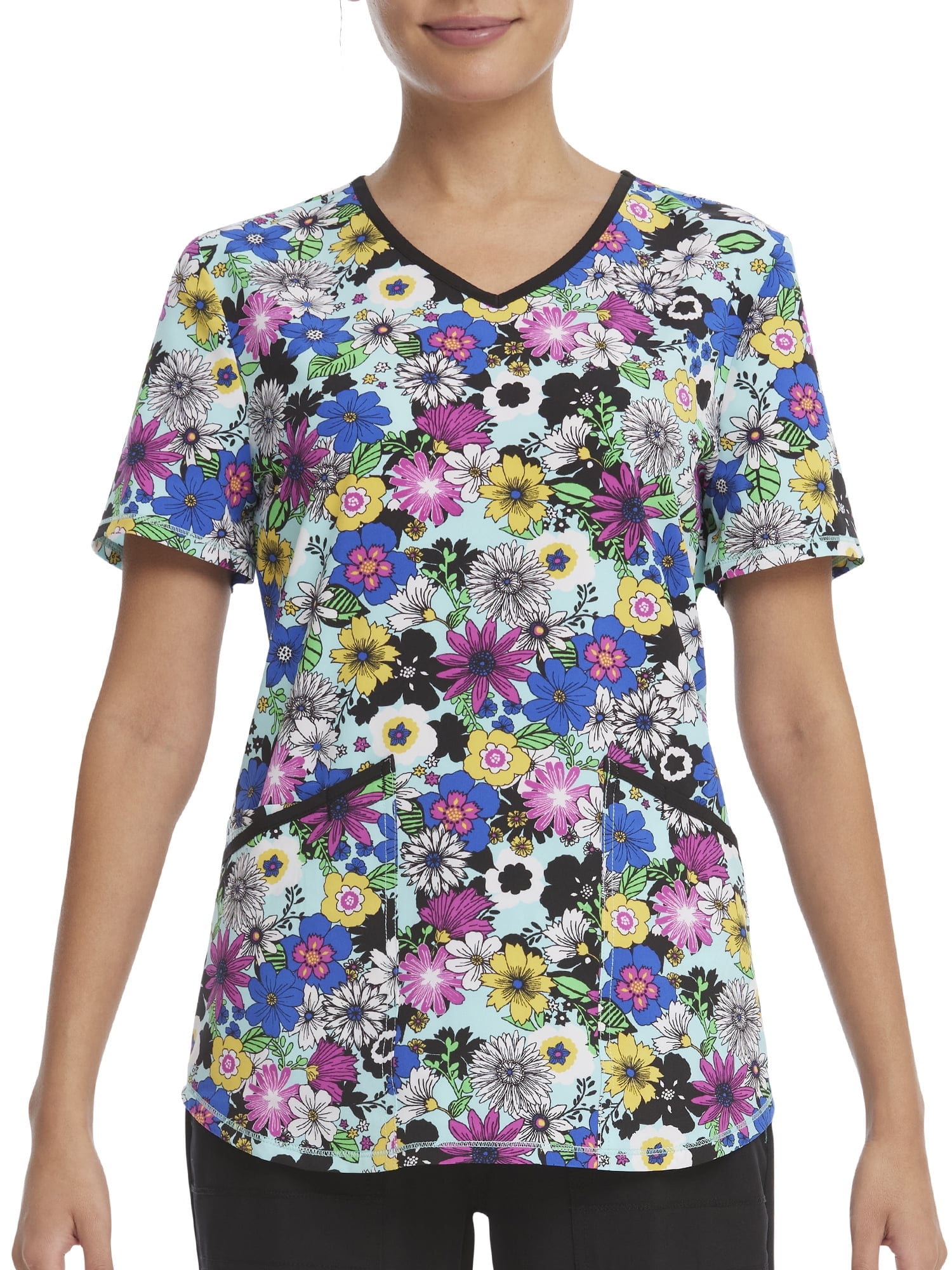 Scrubstar Women's "Fun Floral" V-Neck Print Scrub Top WM22T738GC ...