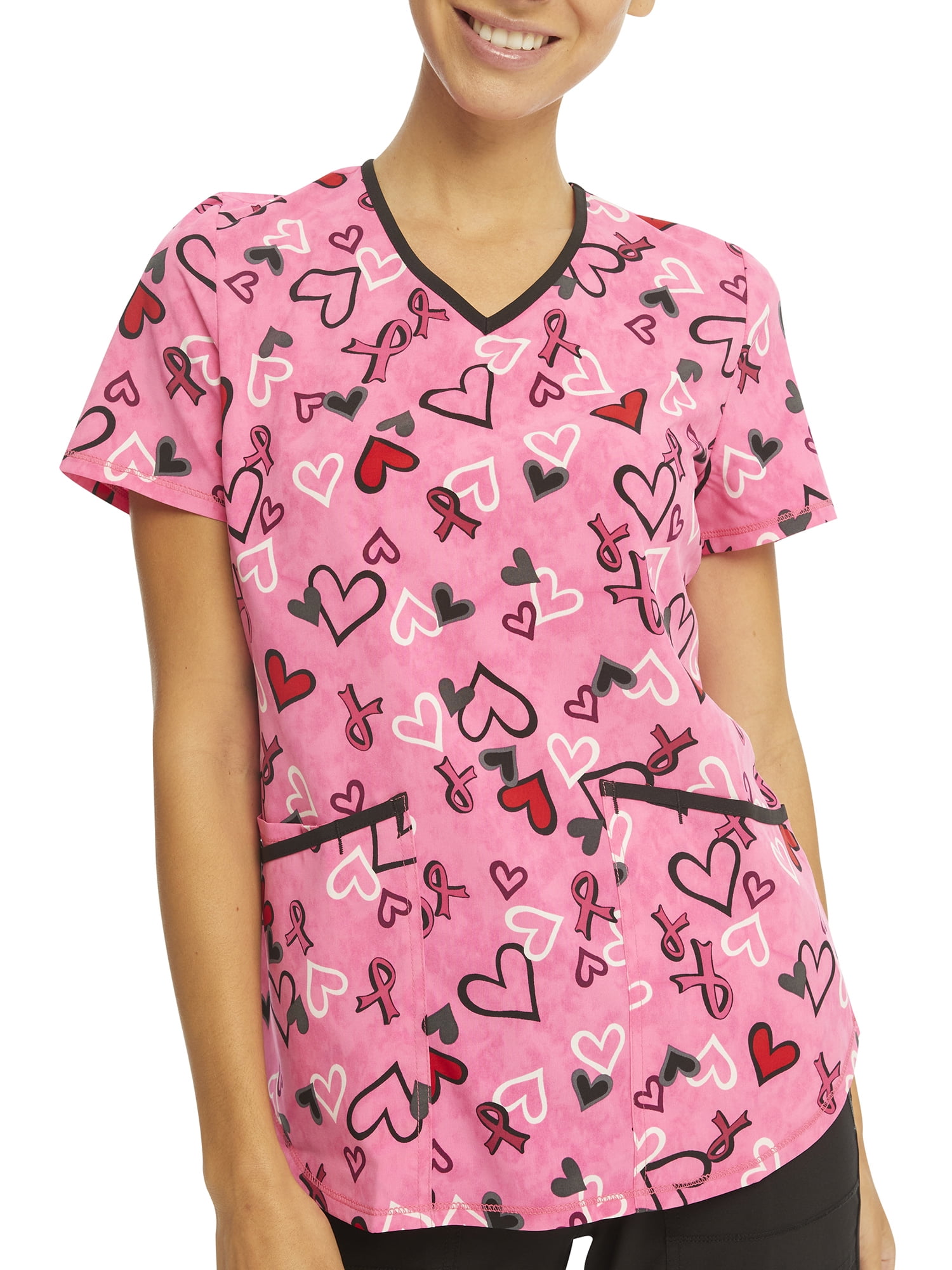 Scrubstar Women's "Hearts That Heal" V-Neck Print Scrub Top - Walmart.com