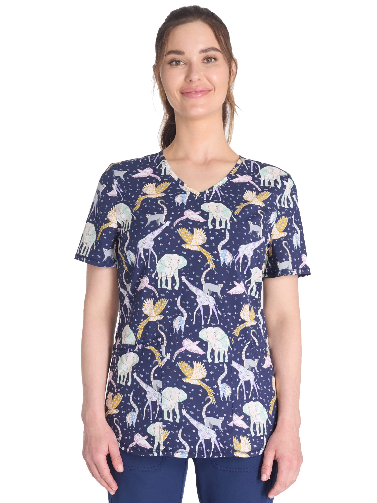Scrubstar Women's Magical Menagerie V-Neck Print Scrub Top, Sizes XS ...