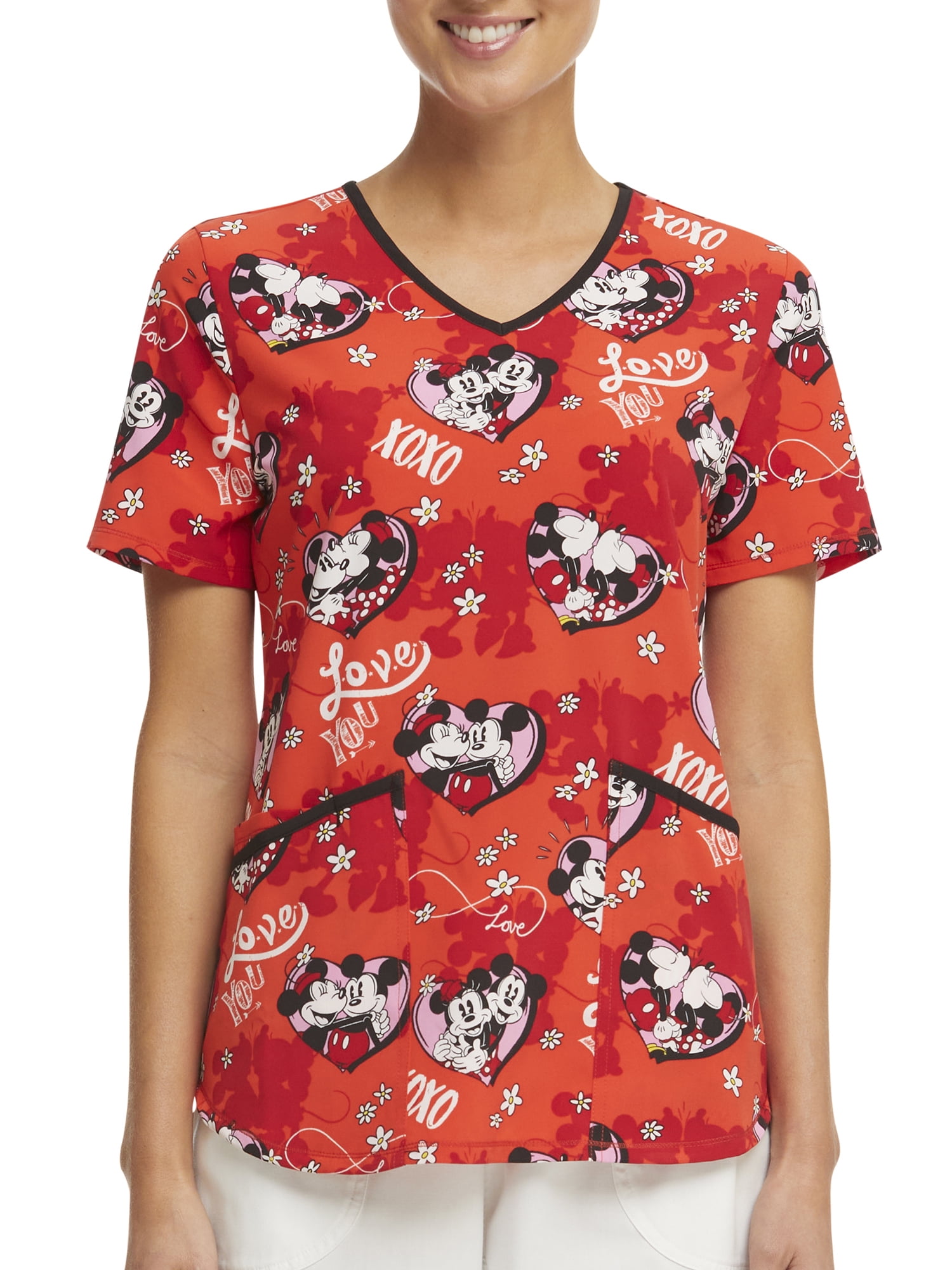 Scrubstar Women's "Mickey Forever" V-Neck Print Scrub Top WM12T745LA ...