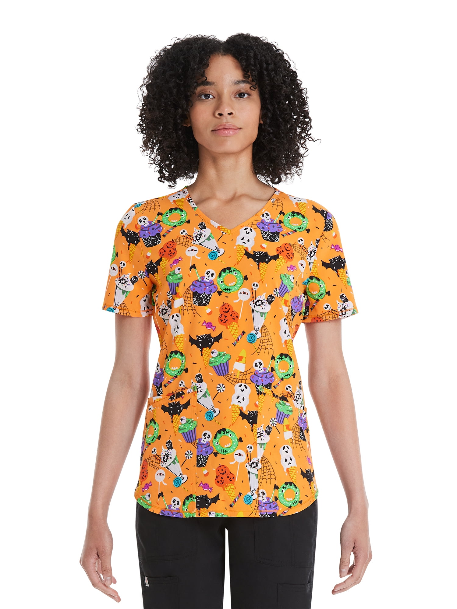 Scrubstar Women’s Scary Sweets V-Neck Print Scrub Top - Walmart.com