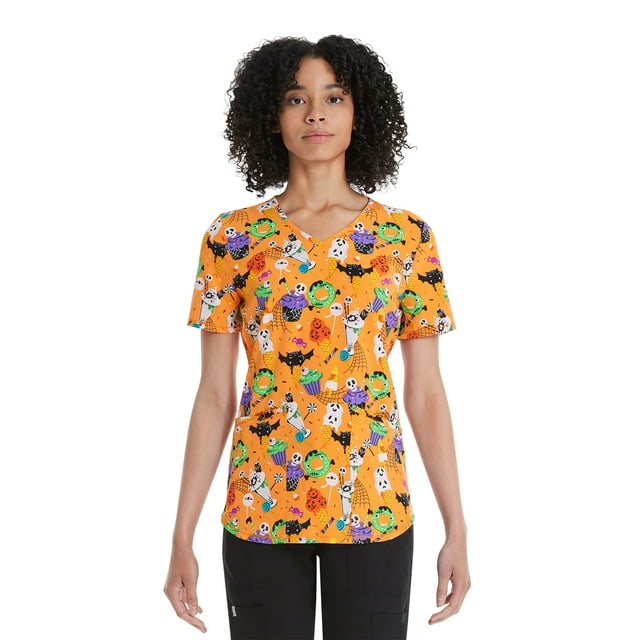 Scrubstar Women’s Scary Sweets V-Neck Print Scrub Top - Walmart.com