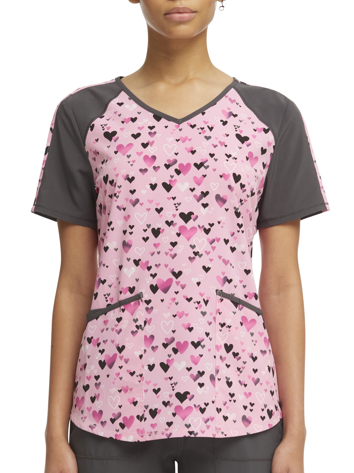Scrubstar Women's "Sentimental Hearts" V-Neck Print Scrub Top ...