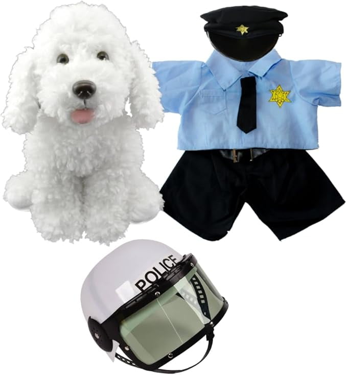 Scruffles the Dog 16-Inch Stuffed Plush Toy with Kids Toy Police Helmet ...