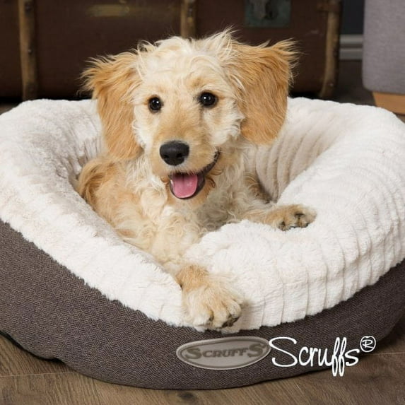 Scruffs® Ellen Donut XL Dog Bed, Textured Faux Fur, Tweed Design ...