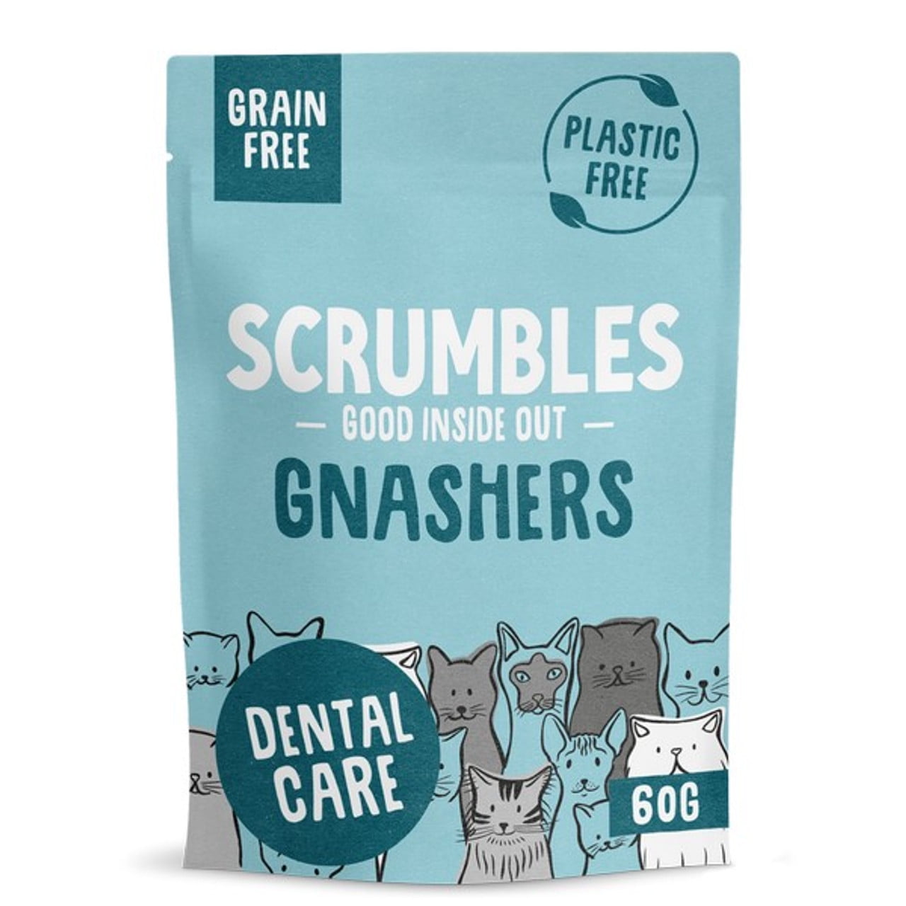 Scrumbles Cat Treats Gnashers Dental Bites Cat Food 60g Case of 8 ...