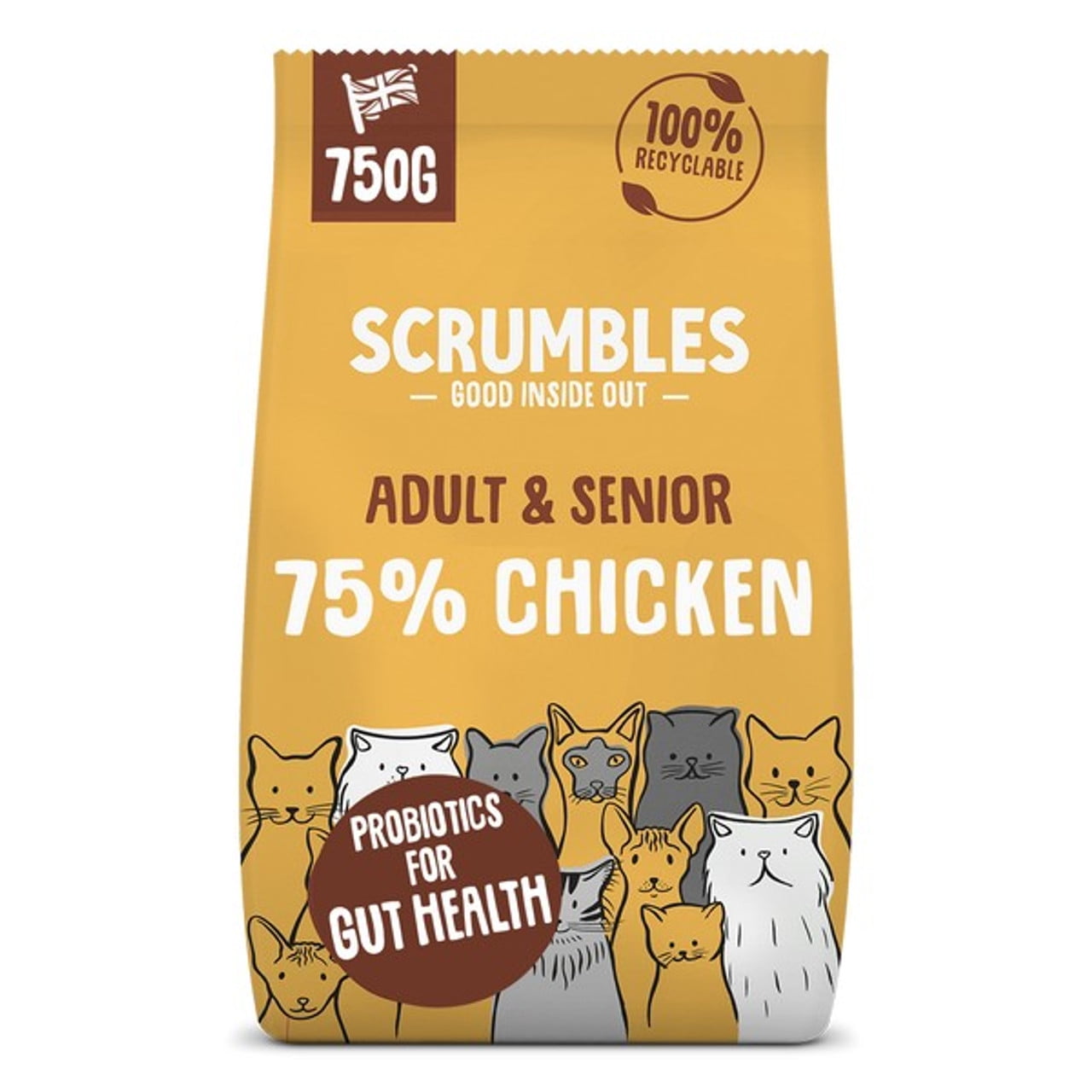 Scrumbles Dry Cat Food Adult Chicken Cat Food 750g - Walmart.com