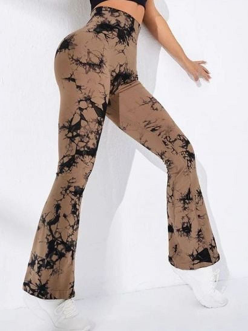 Scrunch Butt Lift Flare Leggings For Women Tie Dye High Waist Workout