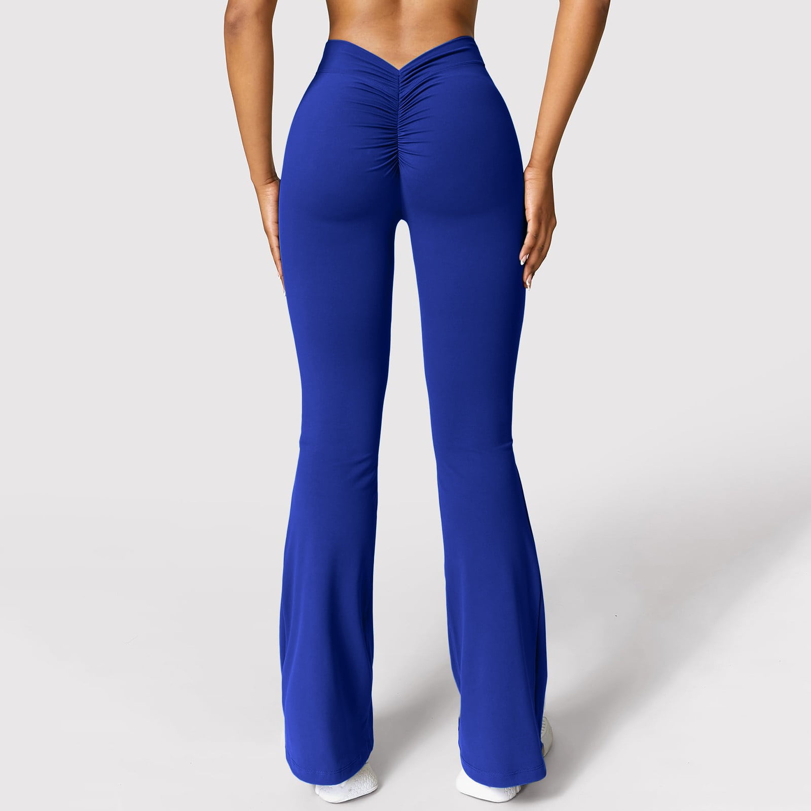 Scrunch Flare Leggings V Back Butt Lifting Wide Leg High Waist Gym