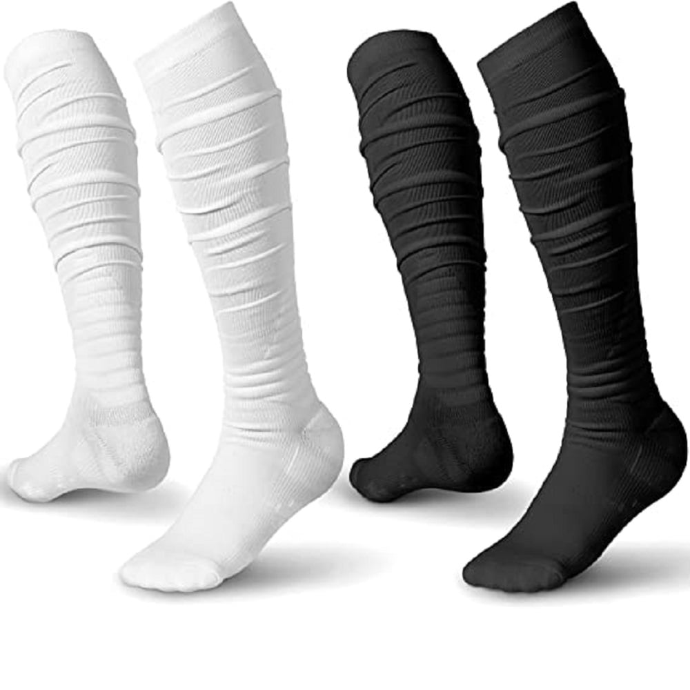 Scrunch Football Socks, ULtra Long Ankle Padded Athletic Socks for Men ...