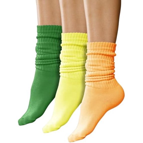 Scrunch Slouch Socks 3 Pairs Womens Crew Knee High Extra Long Slouchy ...