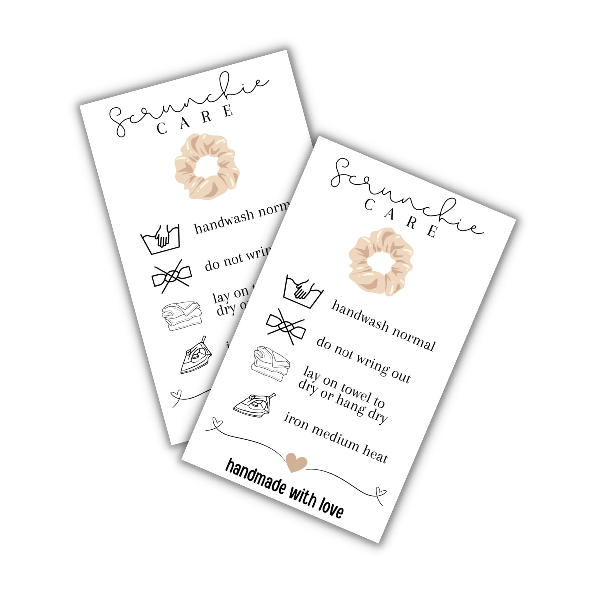 Scrunchie Display Card Holder Washing Care for Selling 50 pk 3.5x2 Hair ...