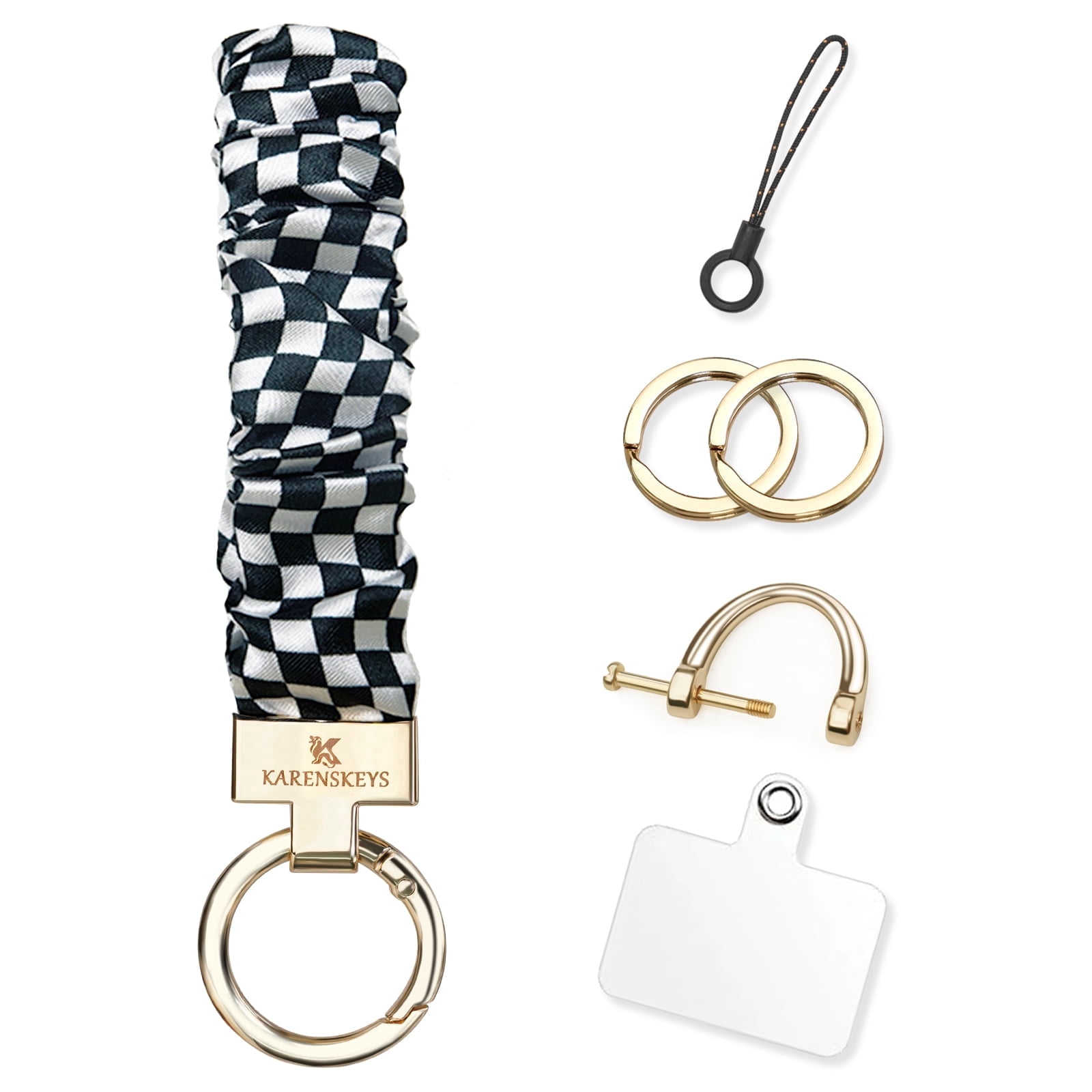 Scrunchie Keychain Wristlet, Key Chain for Car Keys with D Ring ...