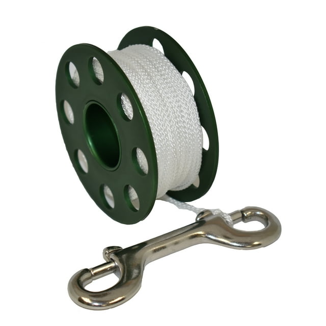 Scuba Choice Aluminum Finger Spool 75ft Dive Reel w/Bolt Snap-Green ...