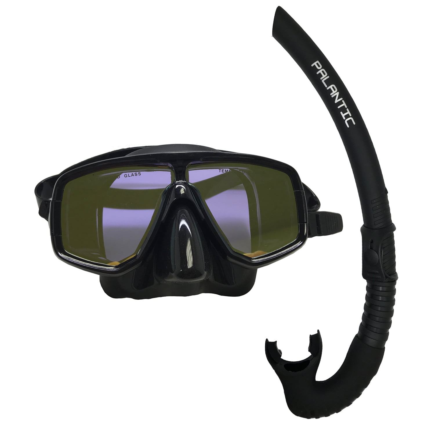 Scuba Choice Dive Mask With Yellow Mirror Coated Lense + Black Snorkel ...