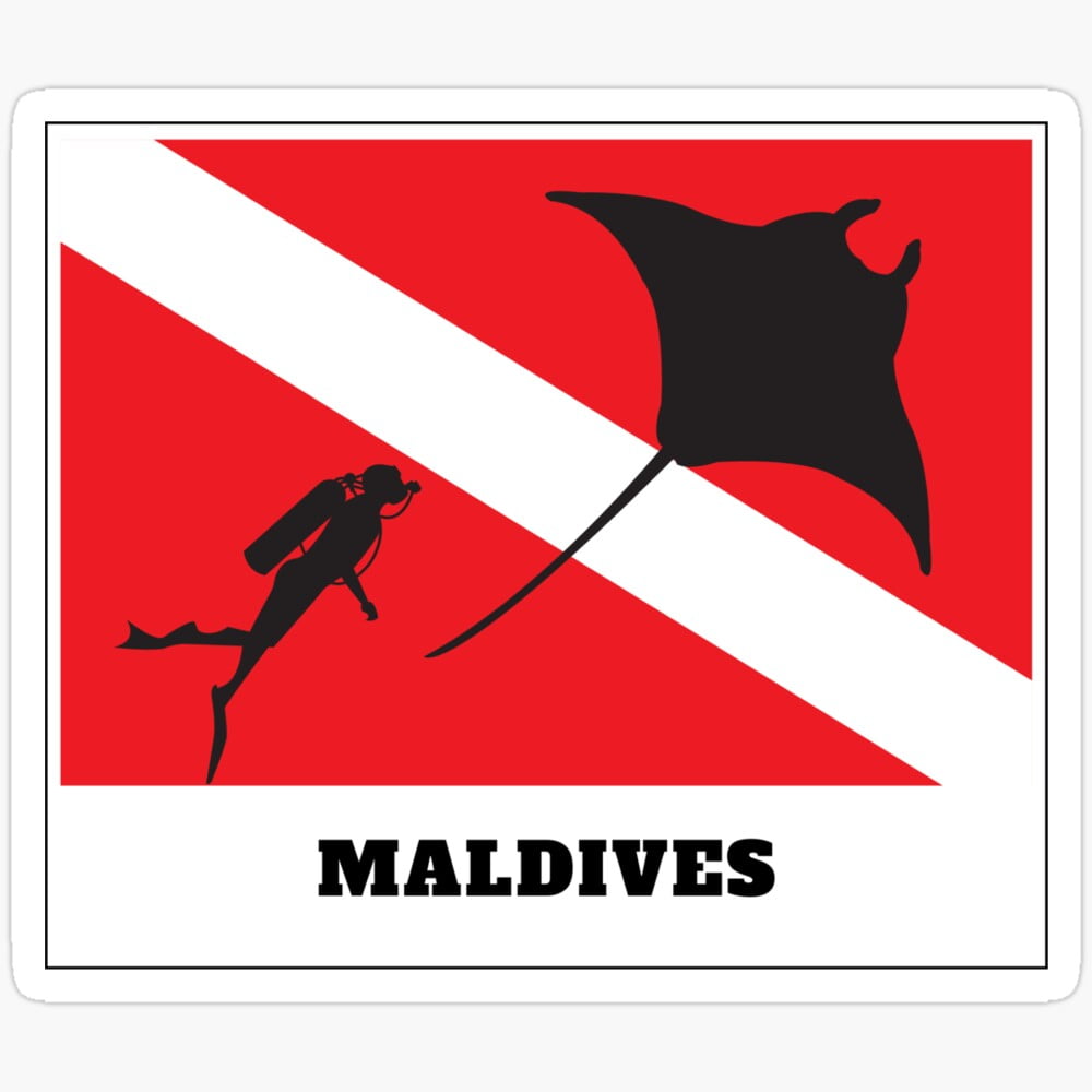 Scuba Dive - Maldives Island Sticker Phone Decal Water Bottle Stickers ...
