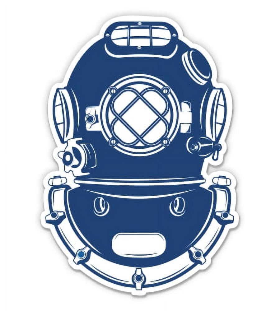 Scuba Diver Diving Helmet Retro - 3" Vinyl Sticker - For Car Laptop ...