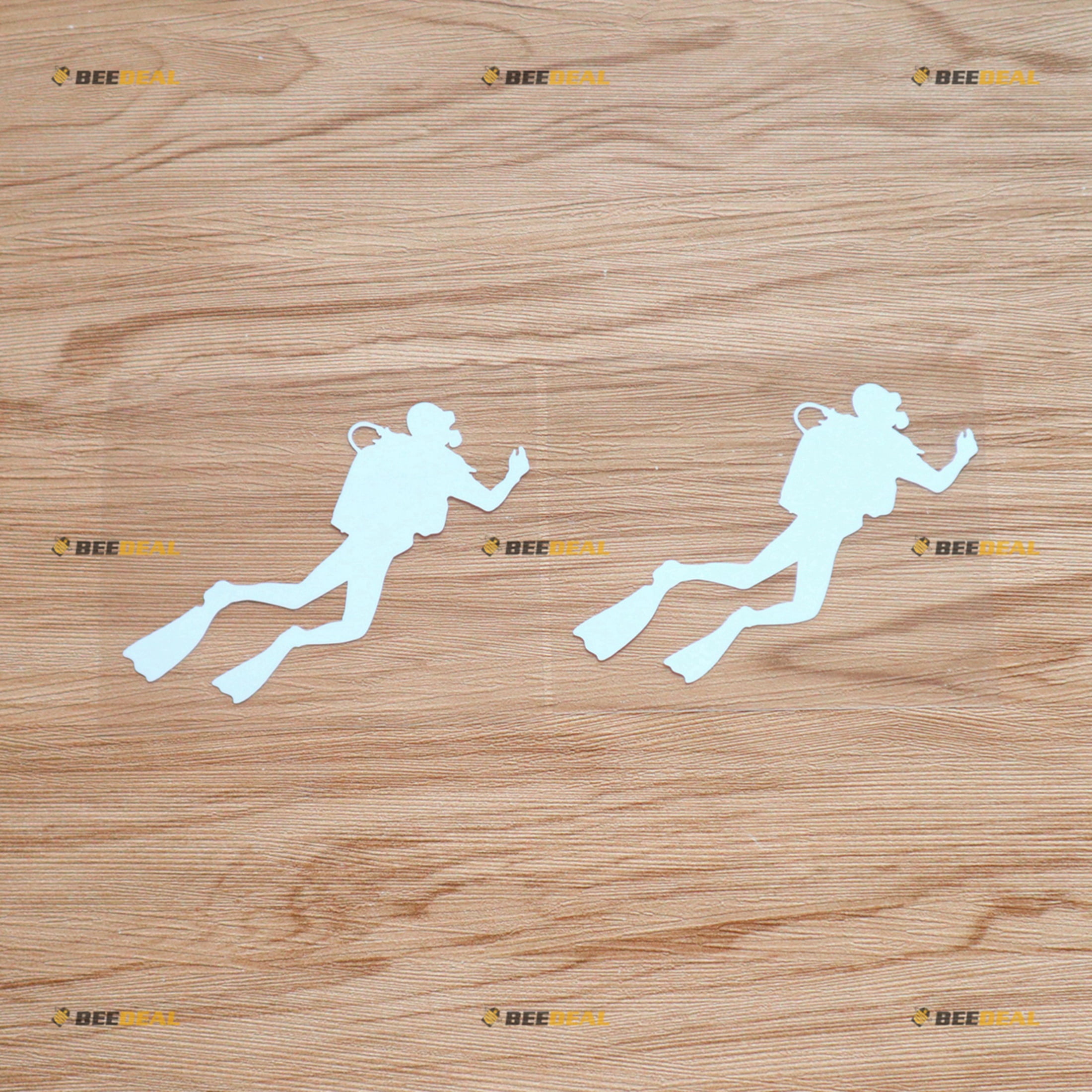 Scuba Diver Diving Sticker Decal Vinyl - 2 Pack White 4" - For Car Boat ...
