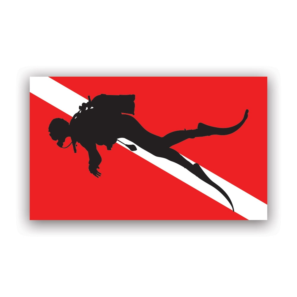 Scuba Diver Down Flag Sticker Decal - Self Adhesive Vinyl - Weatherproof - Made in USA - dive ...