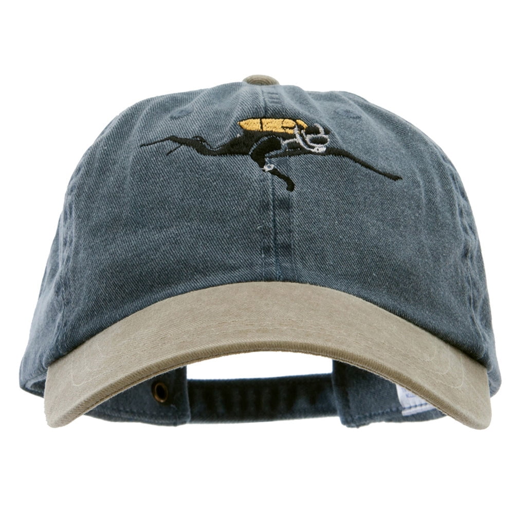 Scuba Diver Embroidered Pigment Dyed Wash Cap - Navy Khaki OSFM ...