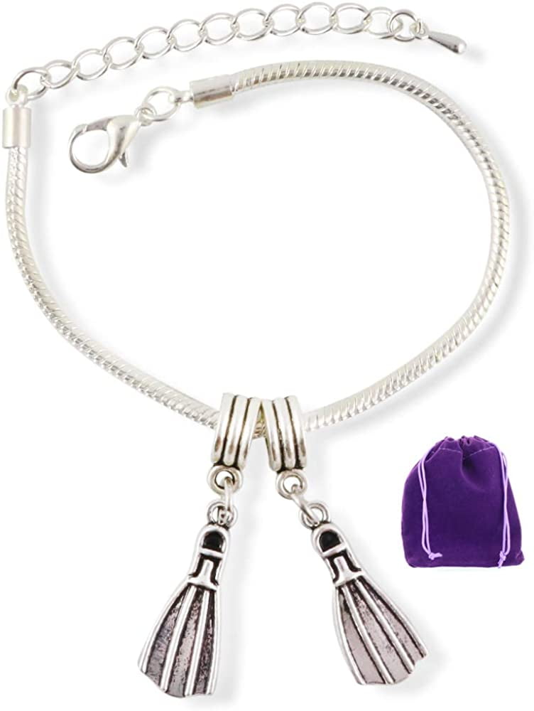 Scuba Diver Gifts | Diver Diving Flippers Stainless Steel Snake Chain ...