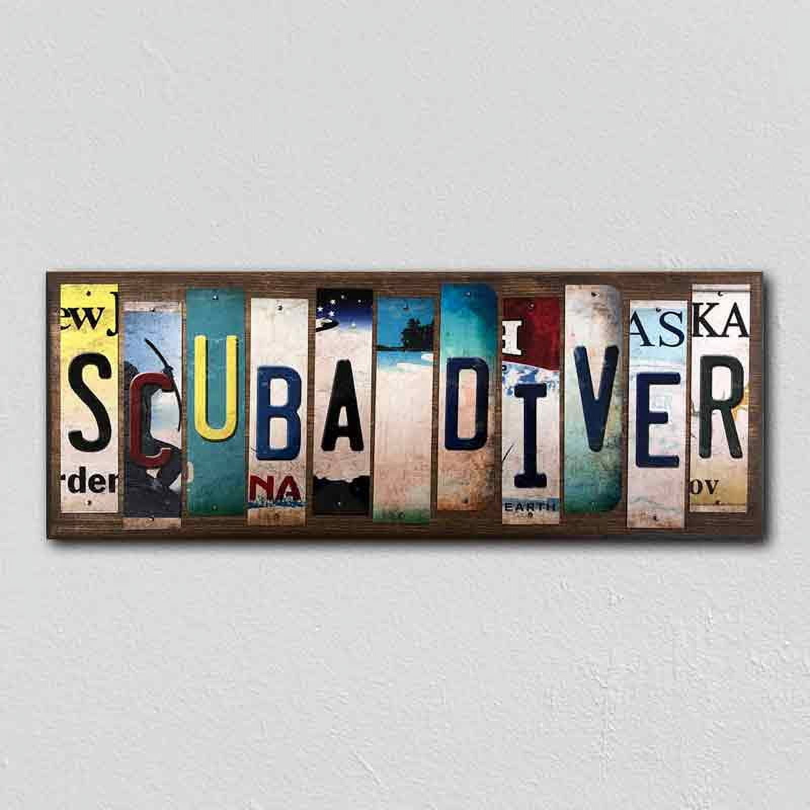 Scuba Diver License Plate Tag Strips Novelty Wood Signs WS-453 8" x ...