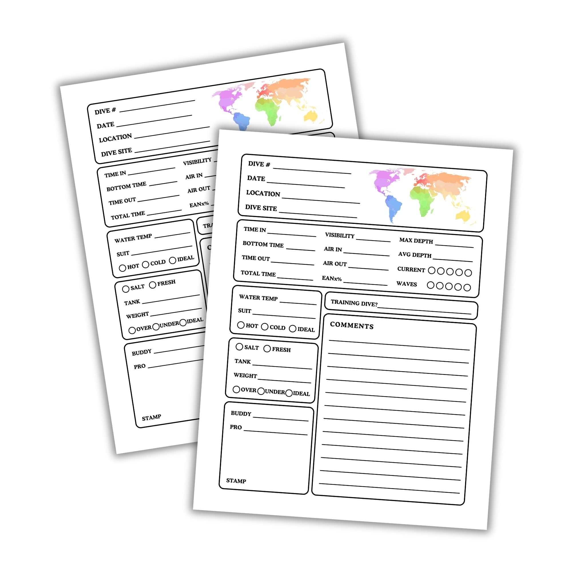 Scuba Diver Log Pages Book Refill 30pk 8.5x11 Logbook Certified Diver ...