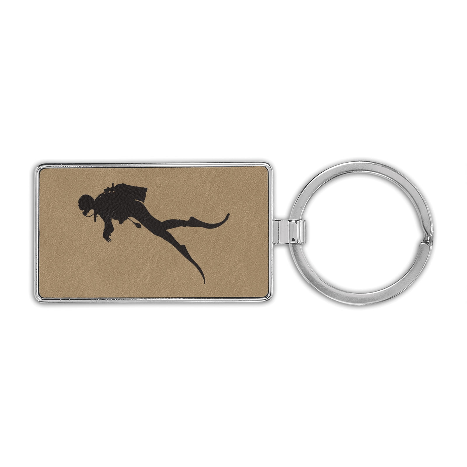Scuba Diver Premium Leatherette Keychain dive diving - Light Brown ...