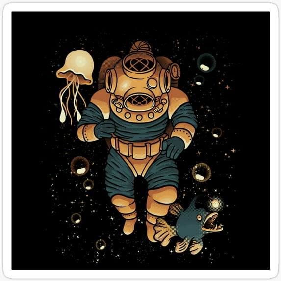 Scuba Diver Universe Sticker Phone Decal Water Bottle Stickers Car ...