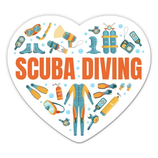 Scuba Diving - 3" Vinyl Sticker - For Car Laptop Water Bottle Phone ...