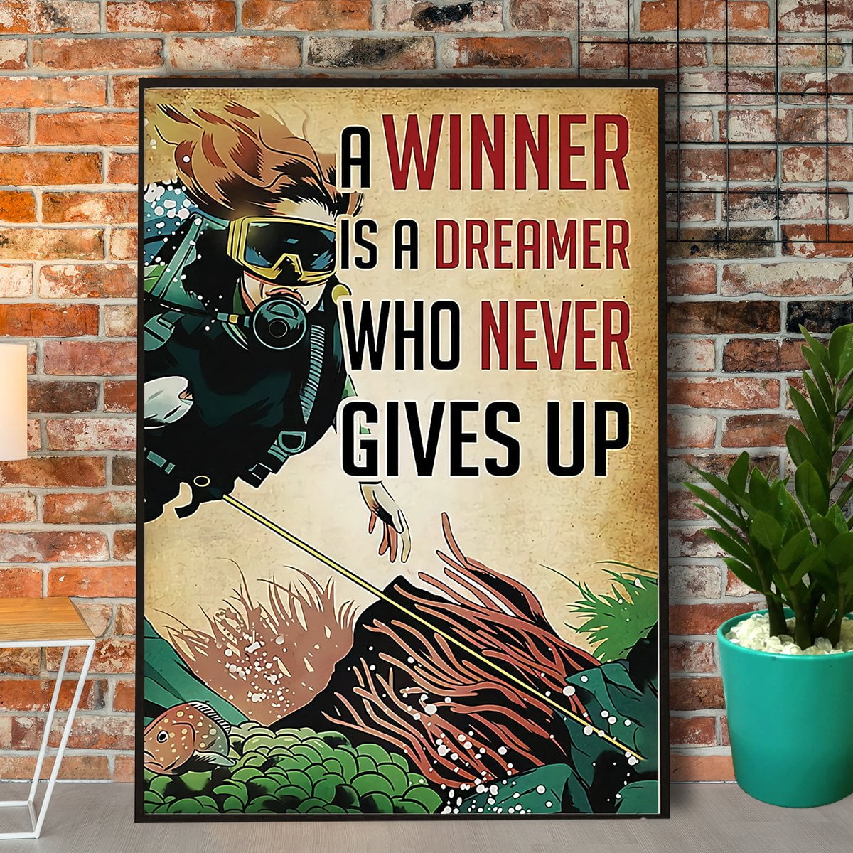 Scuba Diving A Winner Is A Dreamer Who Never Gives Up Paper Poster No ...