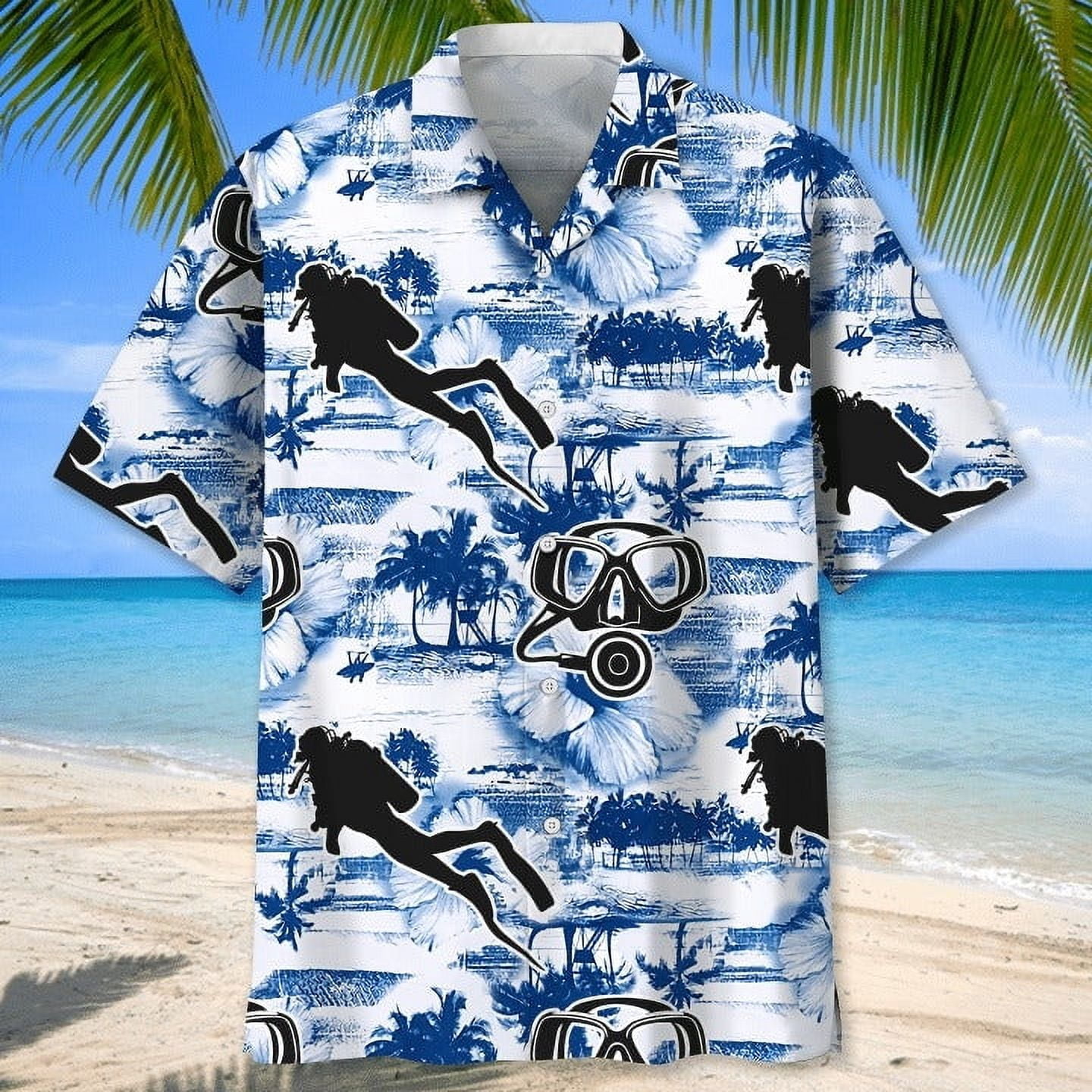 Scuba Diving Blue Nature Hawaiian Shirt, Aloha Beach Shirts Printed ...