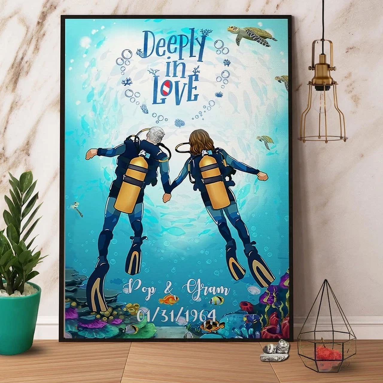 Scuba Diving Couple Deeply In Love Turtle Love Ocean Beach Lovers Paper ...