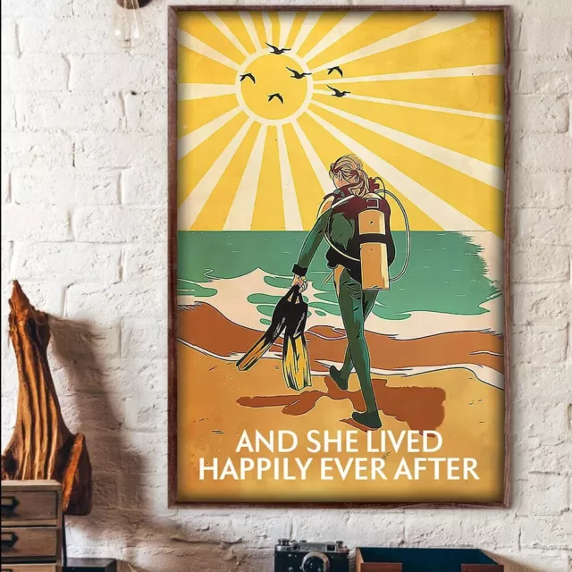 Scuba Diving Diver And She Lived Happily Ever After Poster Home Decor ...