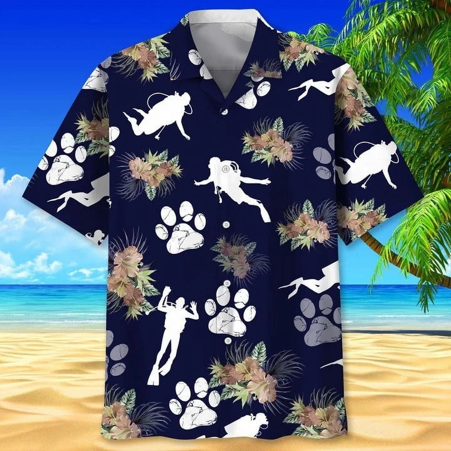 Scuba Diving Dog Tropical Hawaiian Shirt For Men And Woman, Scuba ...