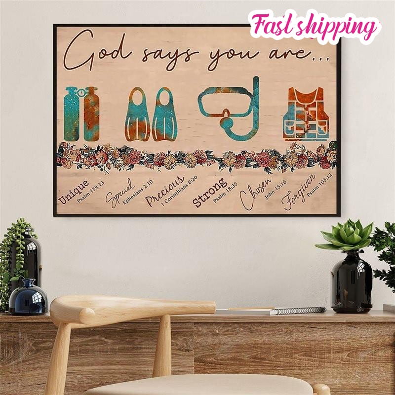 Scuba Diving God Says You Are Home Dcor Scuba Diver Poster Wall Art ...