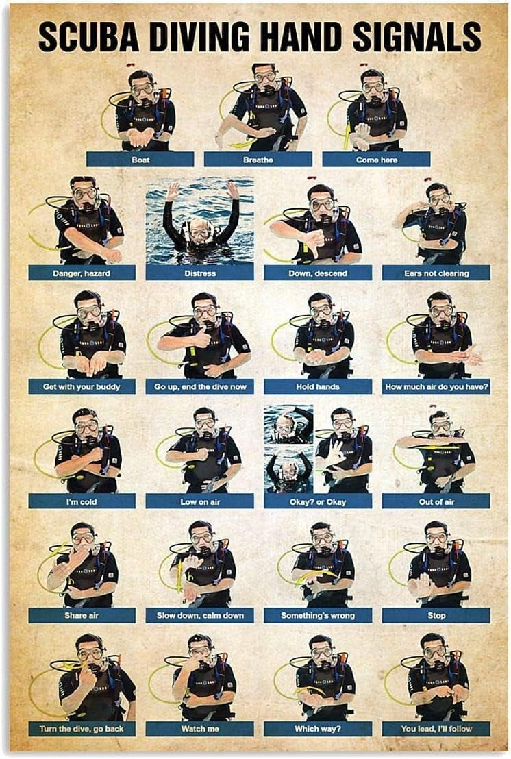 Scuba Diving Hand Signals Posters Scuba Diving Knowledge Metal Tin ...