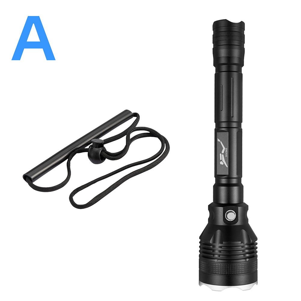 Scuba Diving IPX8 Waterproof Flashlight LED Light 80M Deep Underwater ...