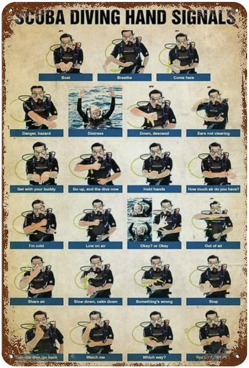 Scuba Diving Knowledge Metal Tin Signs Vintage Scuba Diving Hand ...