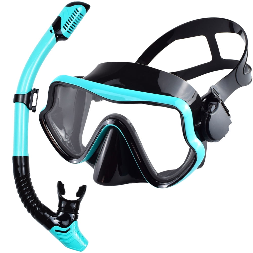 Scuba Diving Mask Snorkel Set For Adults Tempered Glass Professional ...