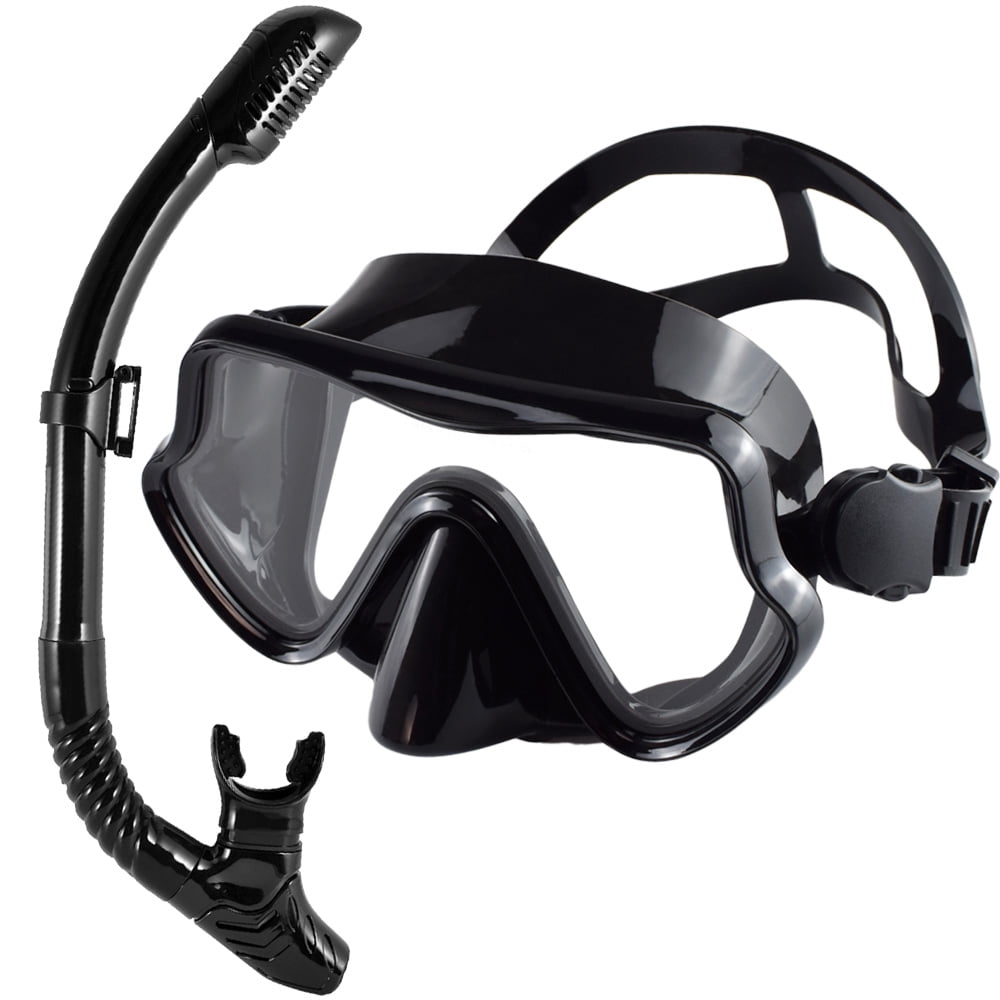 Scuba Diving Mask Snorkel Set For Adults Tempered Glass Professional ...