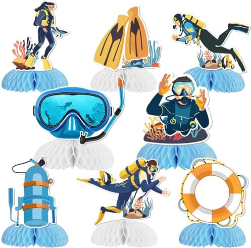 Scuba Diving Party Decorations, 8pcs Honeycomb Centerpiece for Table ...