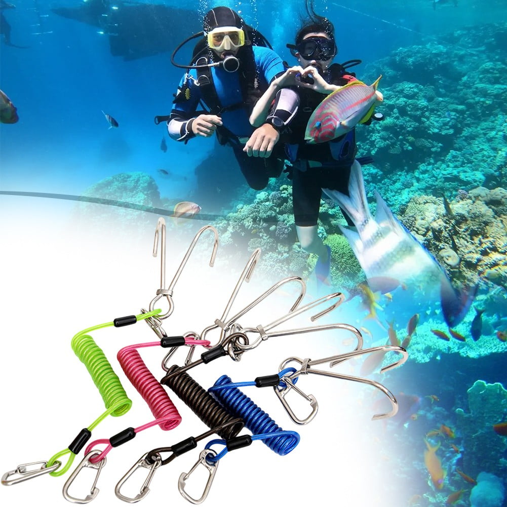 Scuba Diving Reef Hook Anti-lost Spiral Lanyard Dual Reef Hook Coil ...