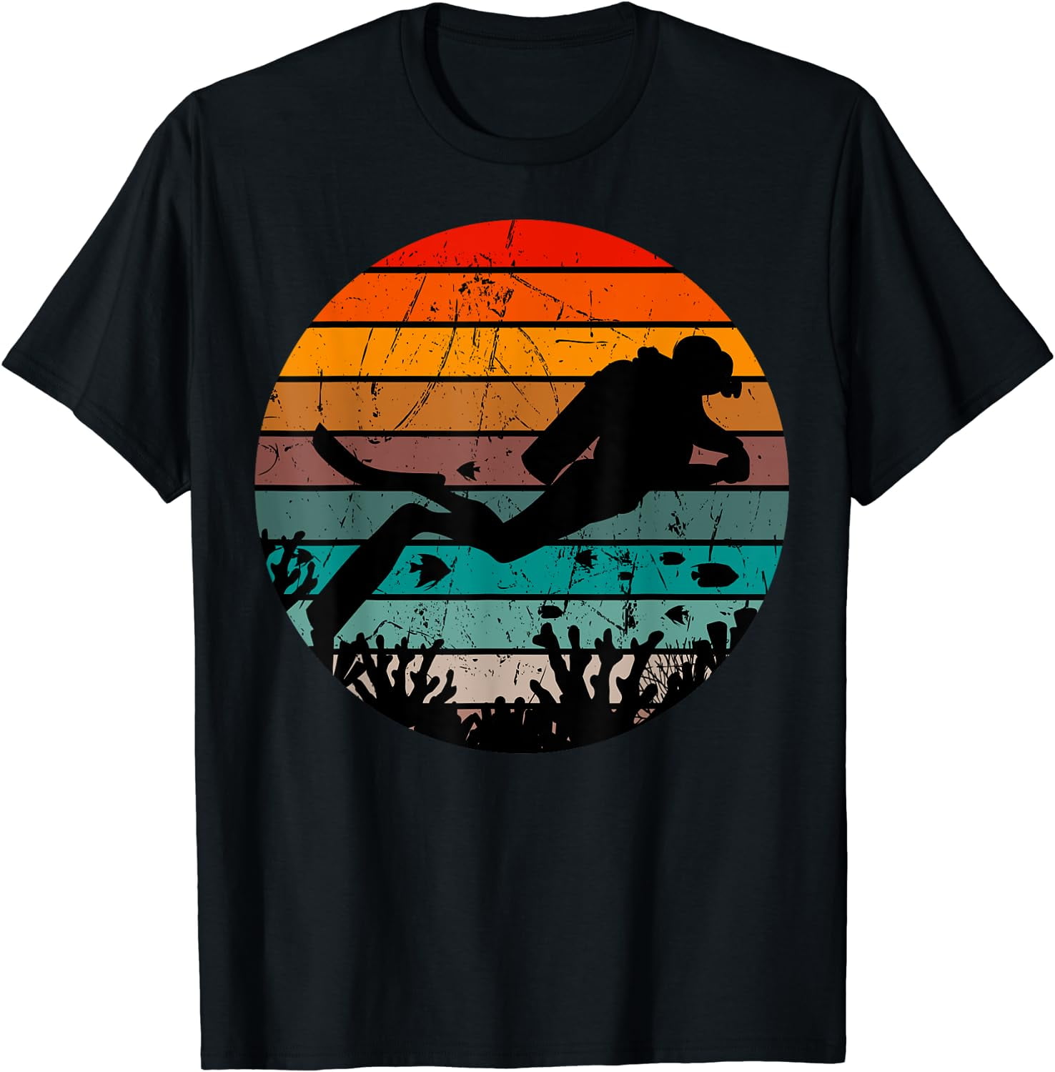 Scuba Diving Retro Vintage Diver Underwater Dive Deep-Sea T-Shirt Black ...