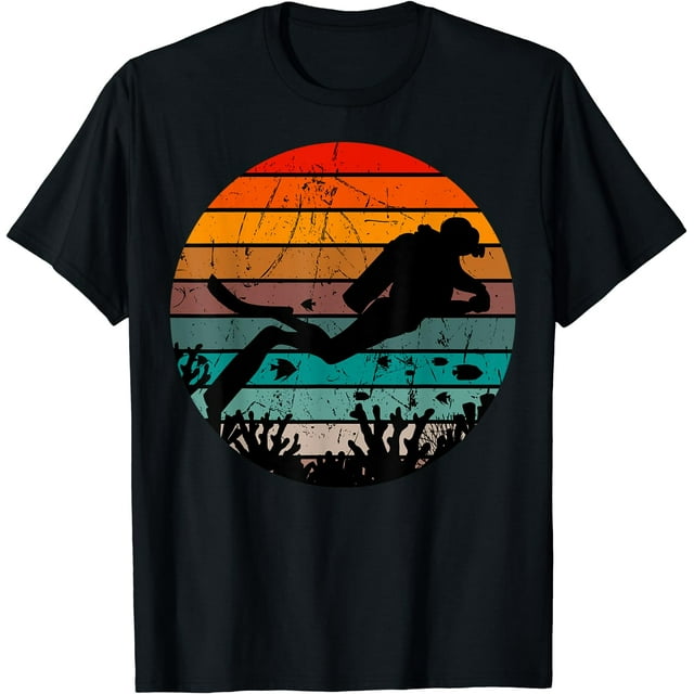 Scuba Diving Retro Vintage Diver Underwater Dive Deep-Sea T-Shirt Black ...
