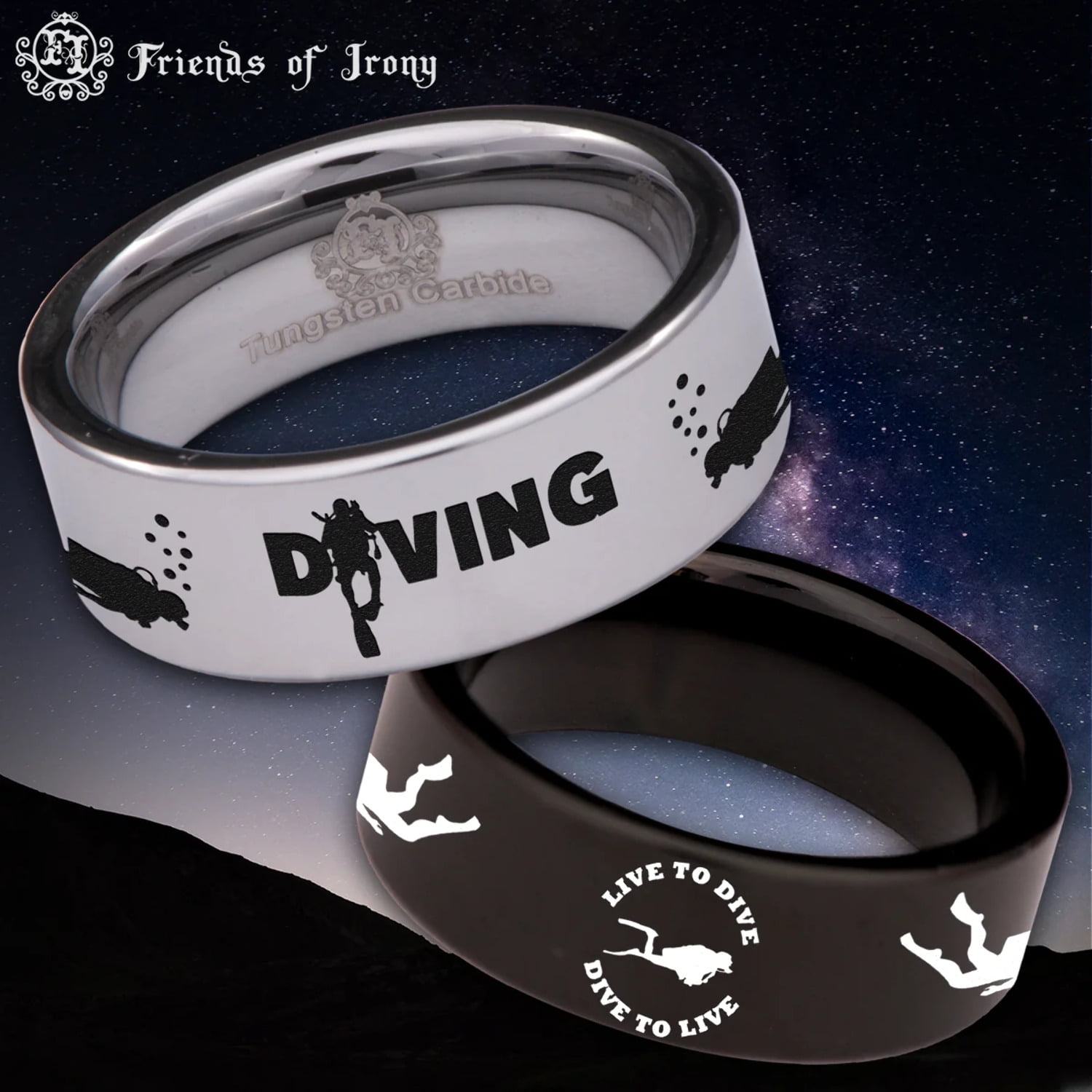 Scuba Diving Tungsten Carbide Ring - Walmart.com