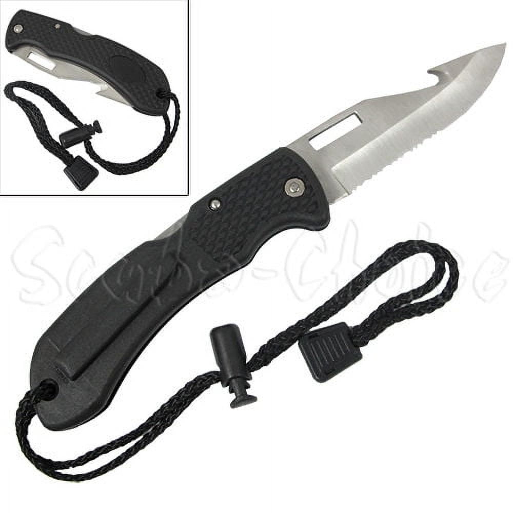 Scuba Foldable Low Volume Black Stainless Steel Point Tip BCD Knife ...