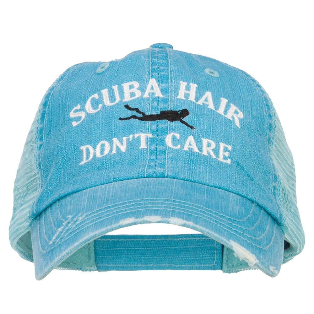Scuba Hair Don't Care Embroidered Cotton Mesh Cap - Aqua OSFM - Walmart.com