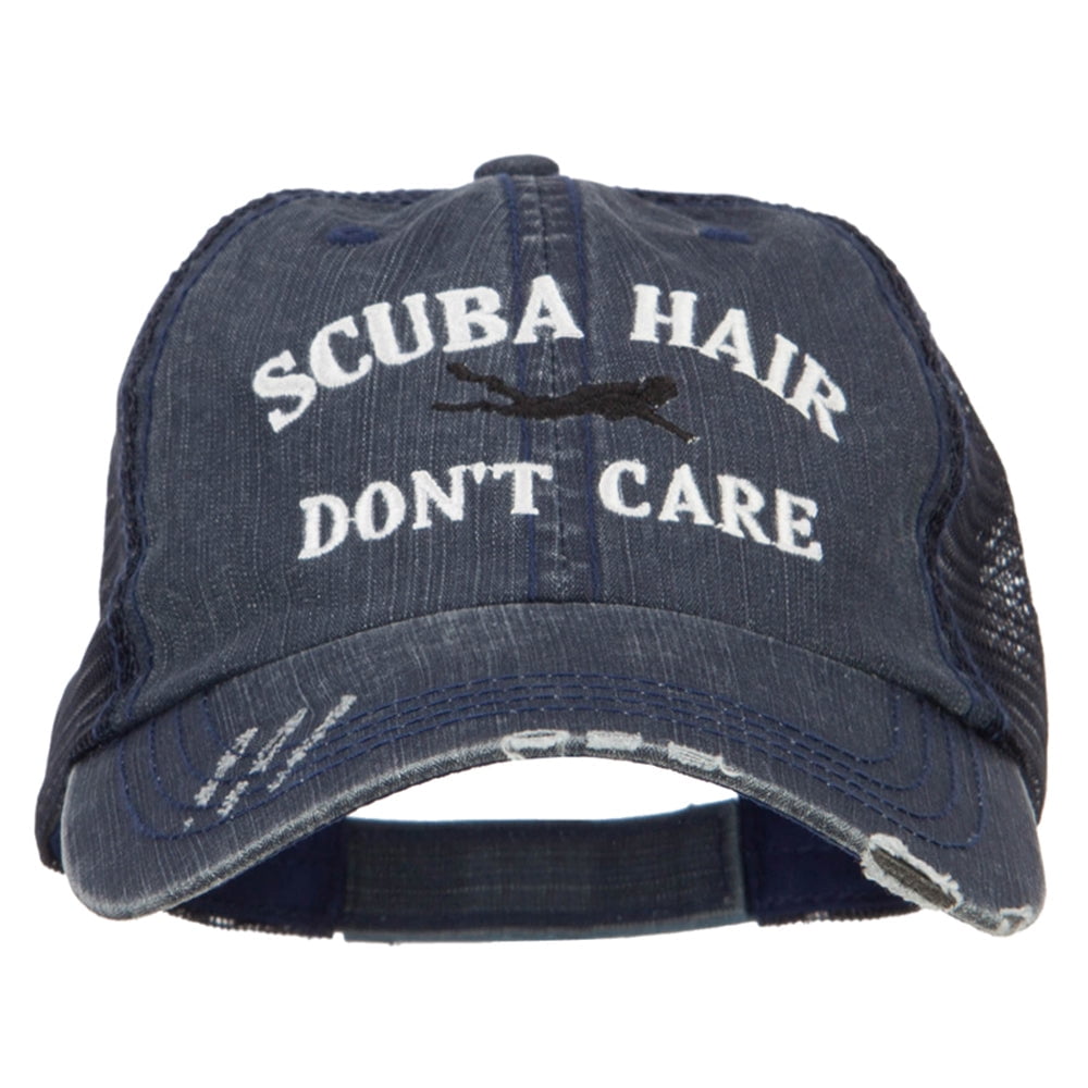 Scuba Hair Don't Care Embroidered Cotton Mesh Cap - Navy OSFM - Walmart.com