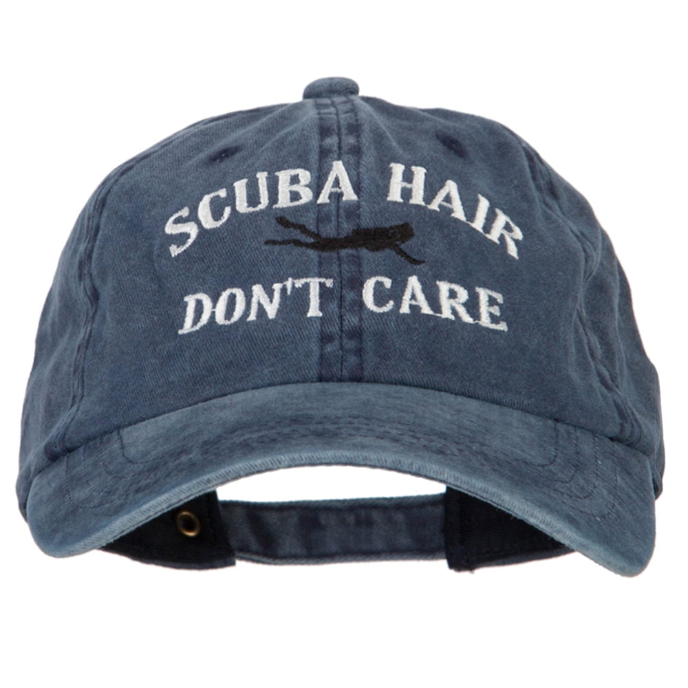 Scuba Hair Don't Care Embroidered Washed Cotton Twill Cap - Navy OSFM ...